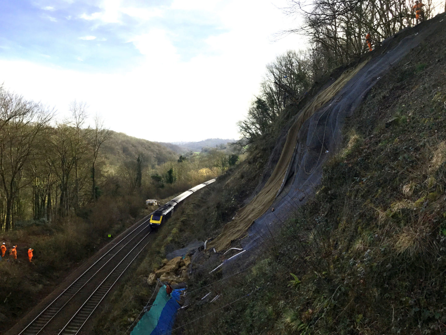 High tensile netting system at Chalford Viaduct - Crouch Waterfall